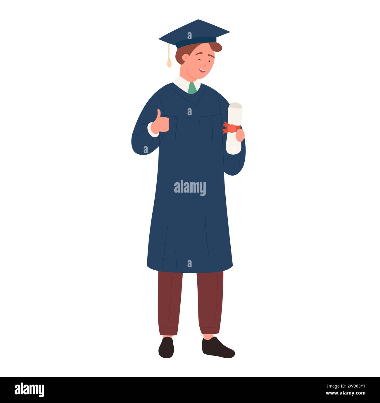 Happy graduate student vector illustration. Cartoon flat young man with ...