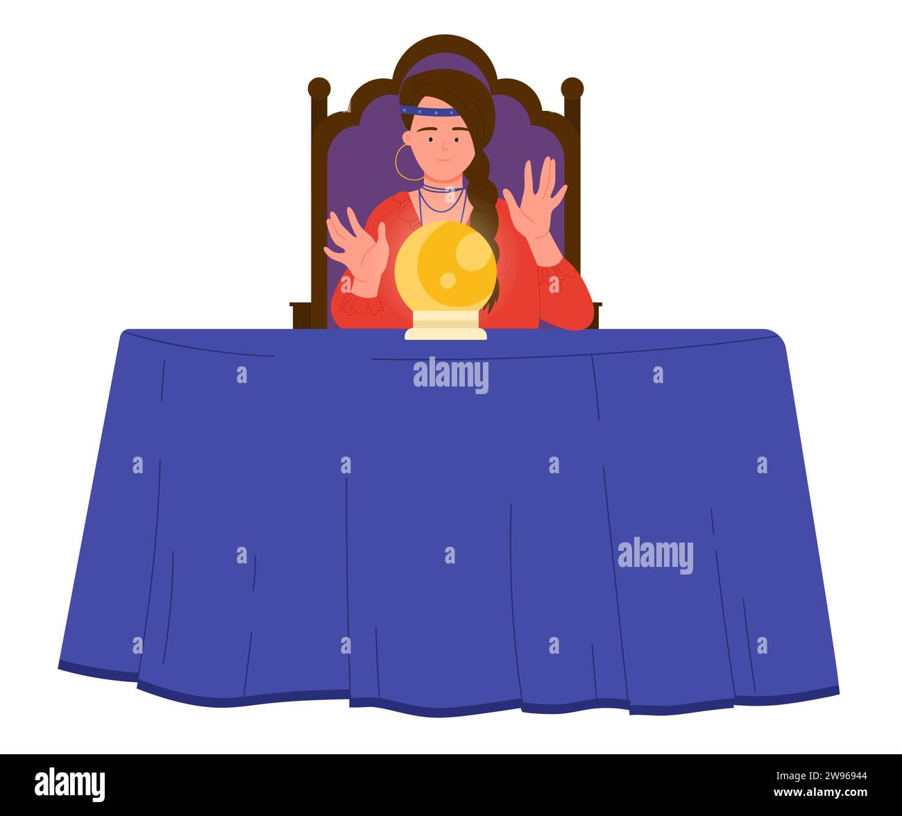 Magic prediction of fortune teller vector illustration. Cartoon woman ...