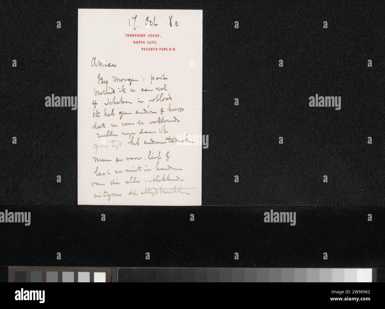 Letter to Carel Vosmaer, Lourens Alma Tadema, 1880 letter London paper ...