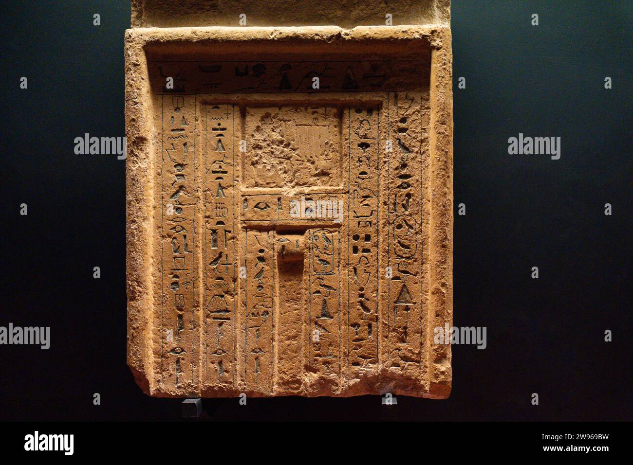 Limestone fragment of egyptian false-door funerary stele of Iry in ...
