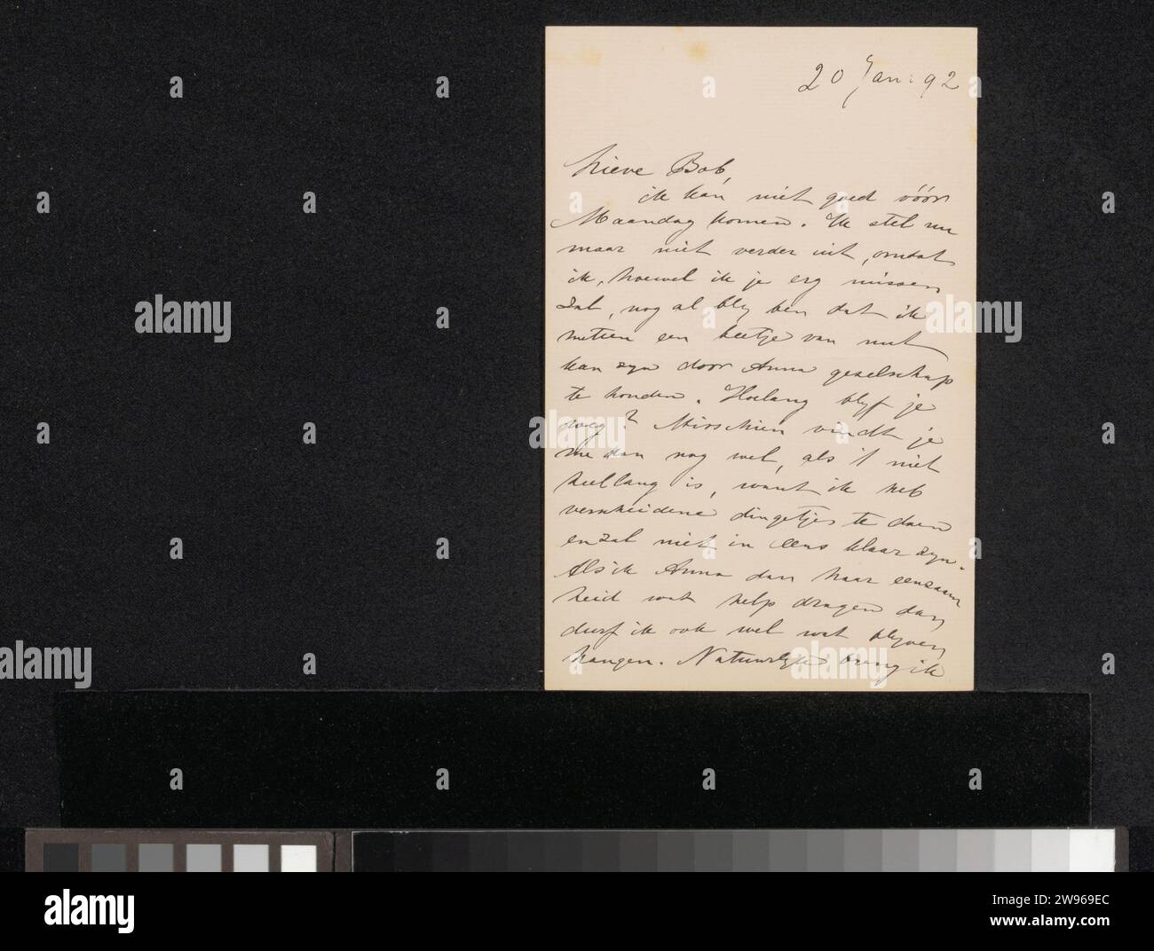 Letter to Jan Veth, Wally Moes, 1874 - 1918 letter Dated 20 Jan: 92 in ...