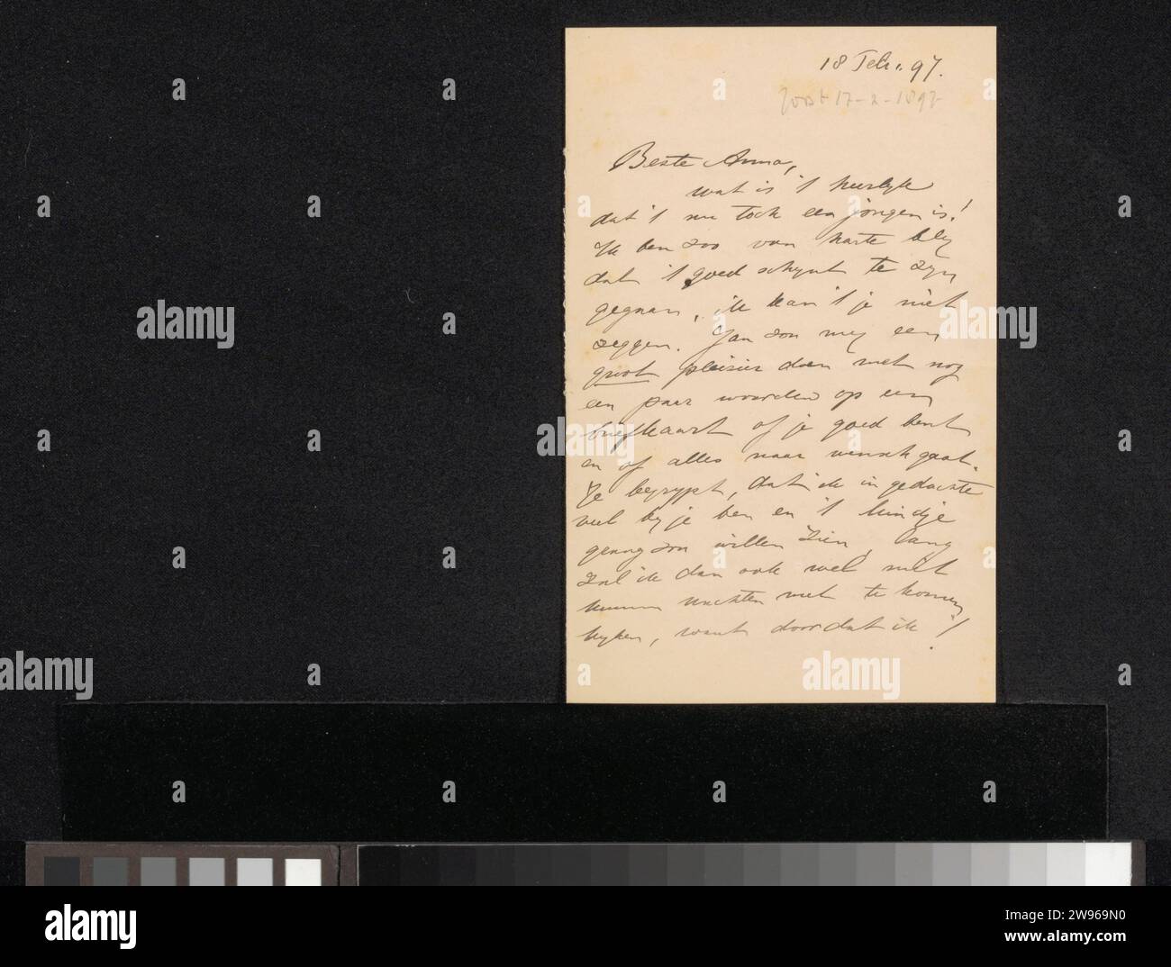 Letter to Anna Dorothea Dirks, Wally Moes, 1874 - 1918 letter Dated 18 ...