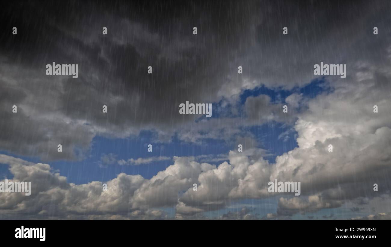 falling rain on sky with clouds - nice weather bg - photo of nature ...