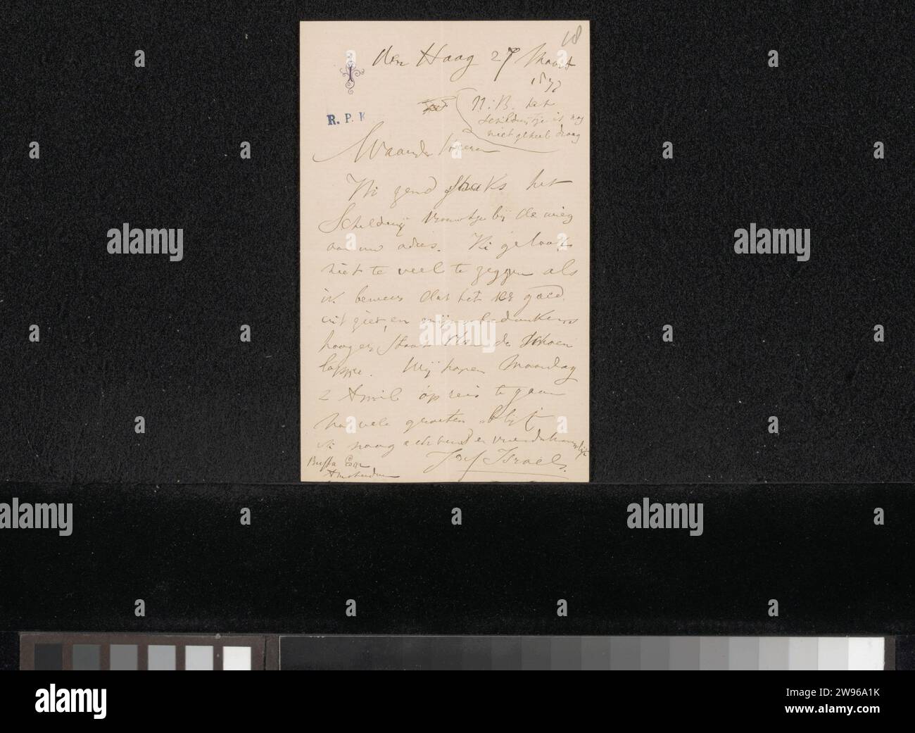 Letter to Frans Buffa and Sons, Joseph Israëls, 1877 letter The Hague ...