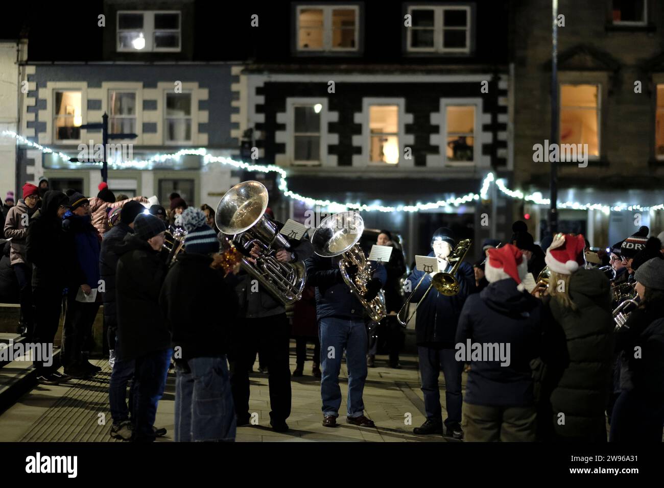 Selkirk, UK. 24th Dec, 2023. Selkirk Silver Band entertained the ...