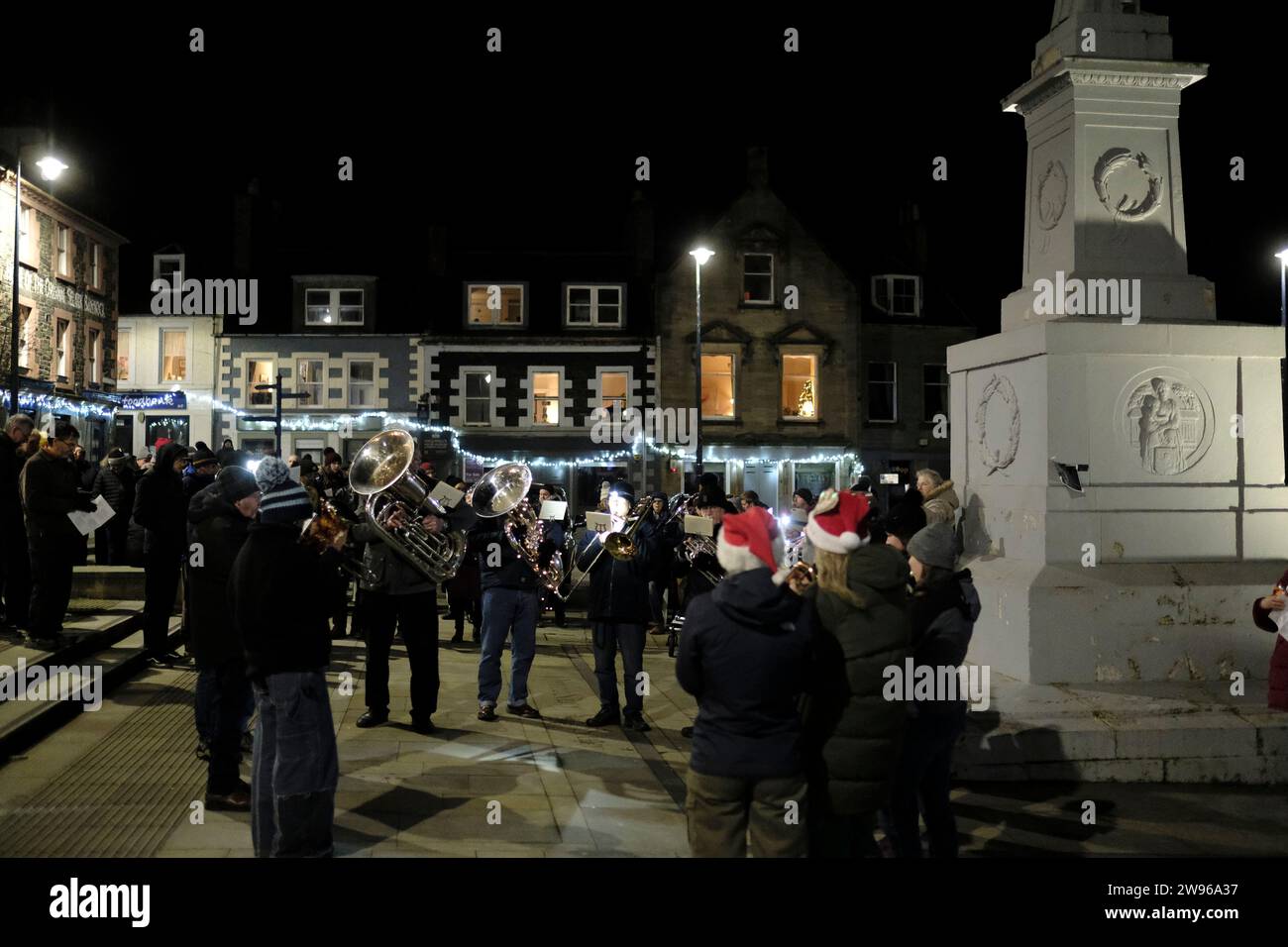 Selkirk, UK. 24th Dec, 2023. Selkirk Silver Band entertained the ...