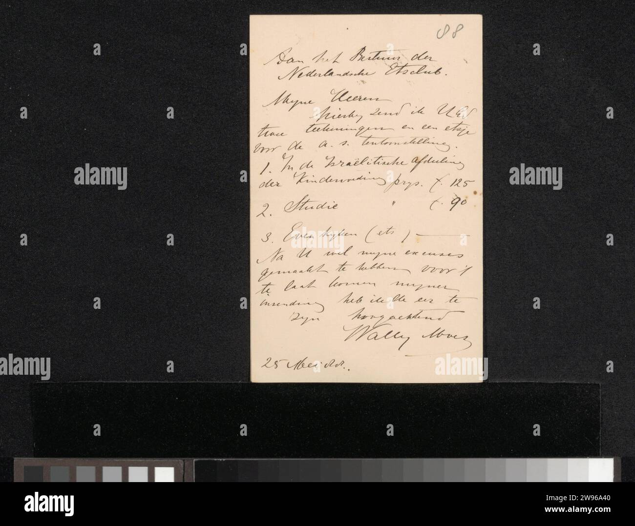 Letter to the board of De Nederlandsche Etsclub, Wally Moes, 1888 ...