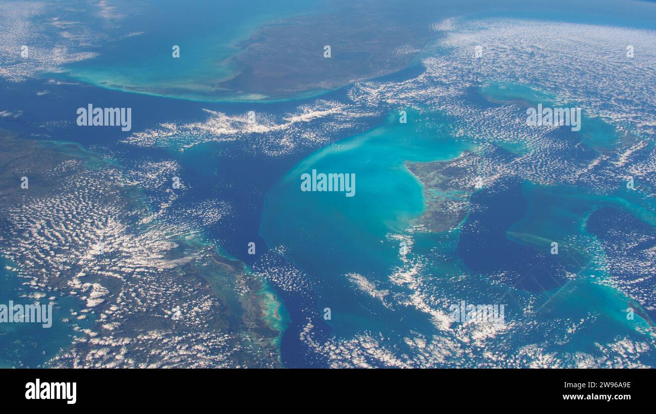 Aerial of Florida, Cuba and the Bahama Islands withthe Fulf Stream ...