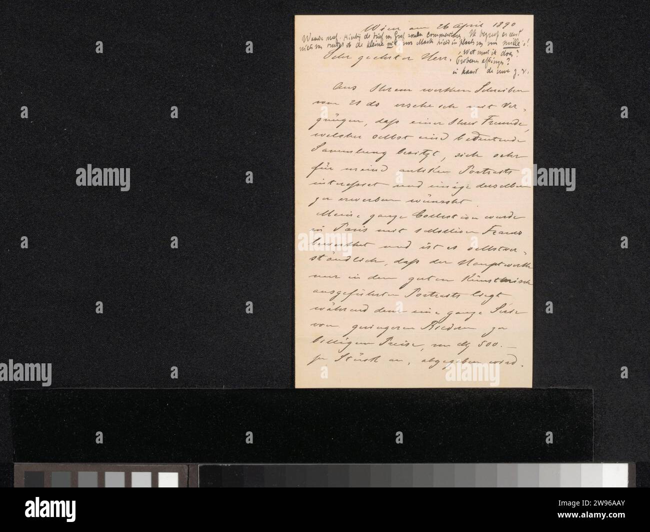 Letter to Jan Veth, Theodor Graf, 1890 letter paper. ink writing ...