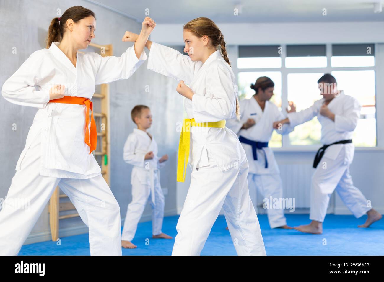 Teen girl is paired with mother to learn how to strike and rehearses ...