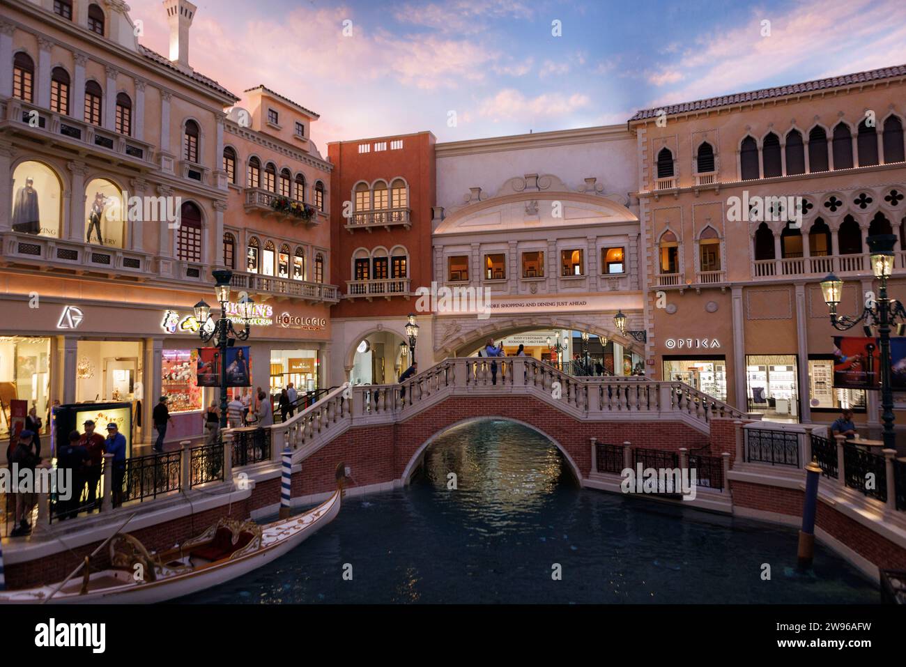 River inside The Venetian Resort in Las Vegas, where indoor gondola ...