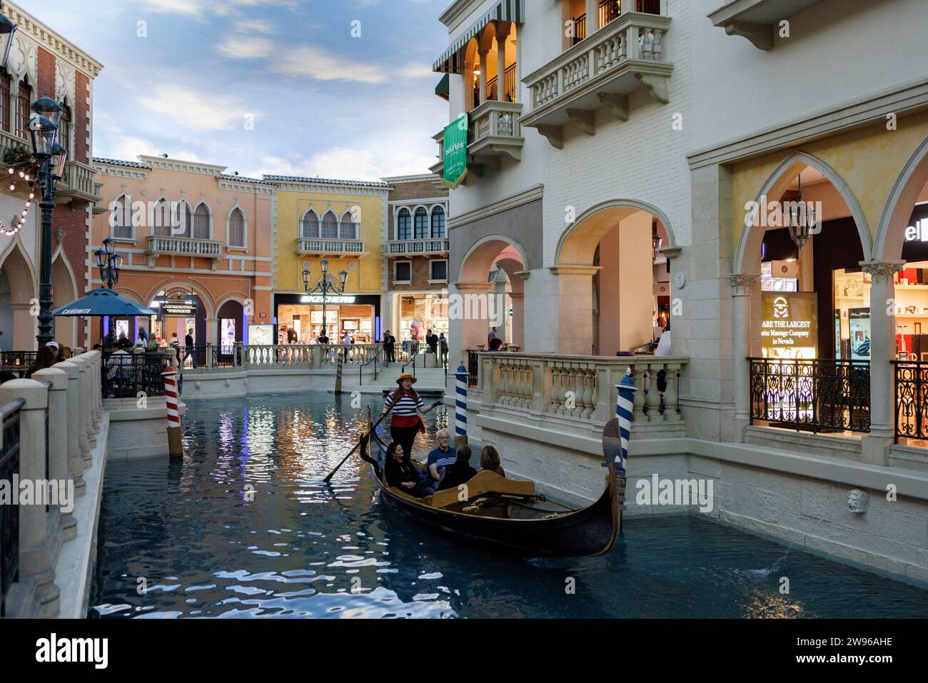 River inside The Venetian Resort in Las Vegas, where indoor gondola ...