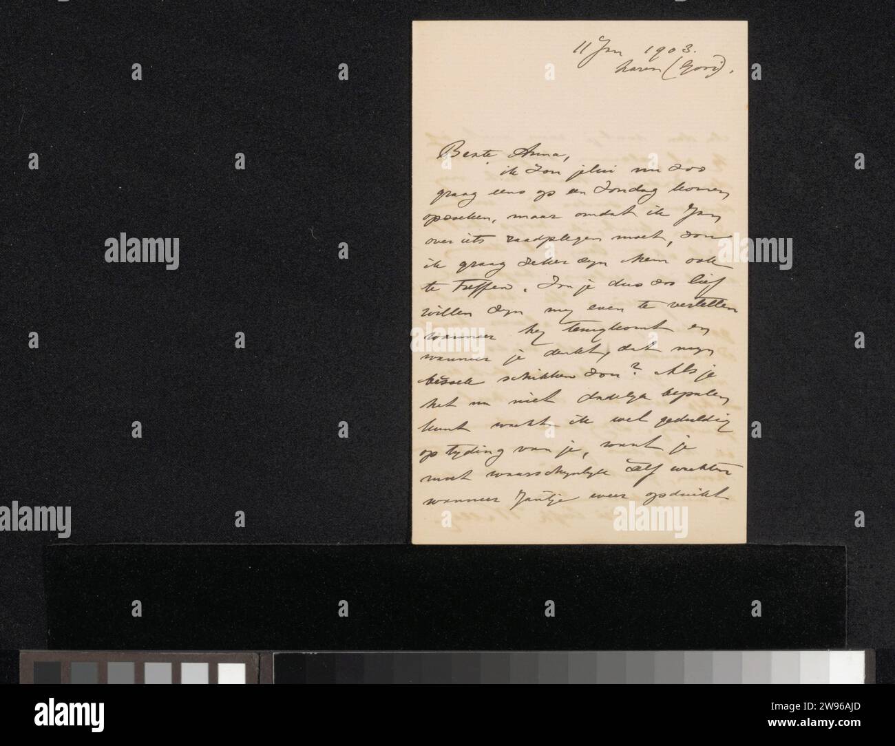 Letter to Anna Dorothea Dirks, Wally Moes, 1903 letter Laren paper. ink ...