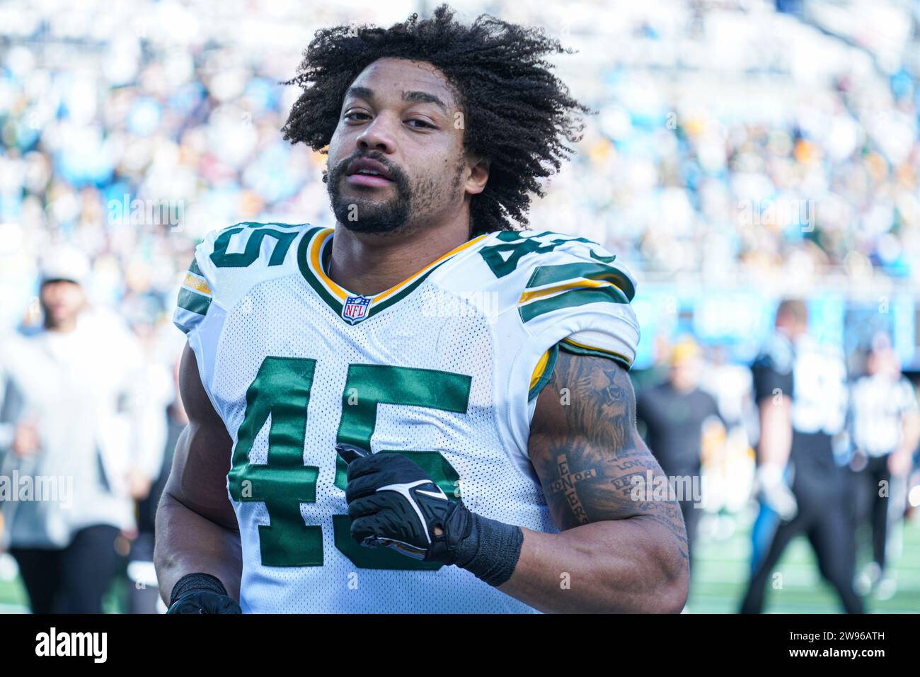 Charlotte, North Carolina, USA, December 24, 2023, Green Bay Packers player Eric Wilson #45 at ...