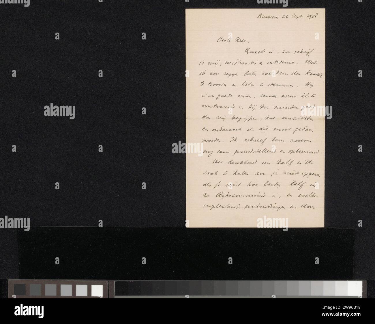 Letter to Cornelis Gerardus' t Hooft, Jan Veth, 1908 letter Bussum ink ...