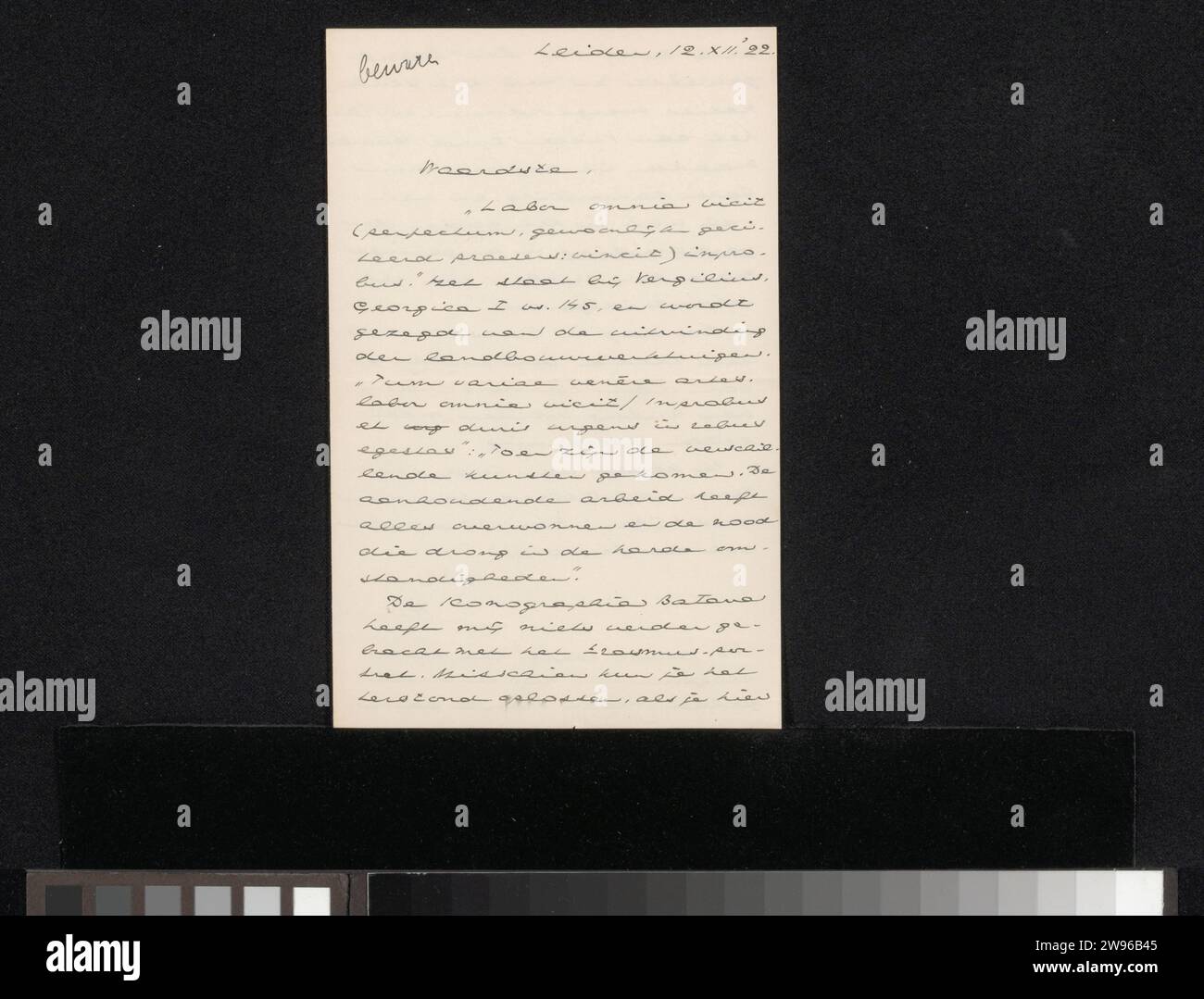 Letter to Jan Veth, Johan Huizinga, 1922 letter Leiden paper. ink ...