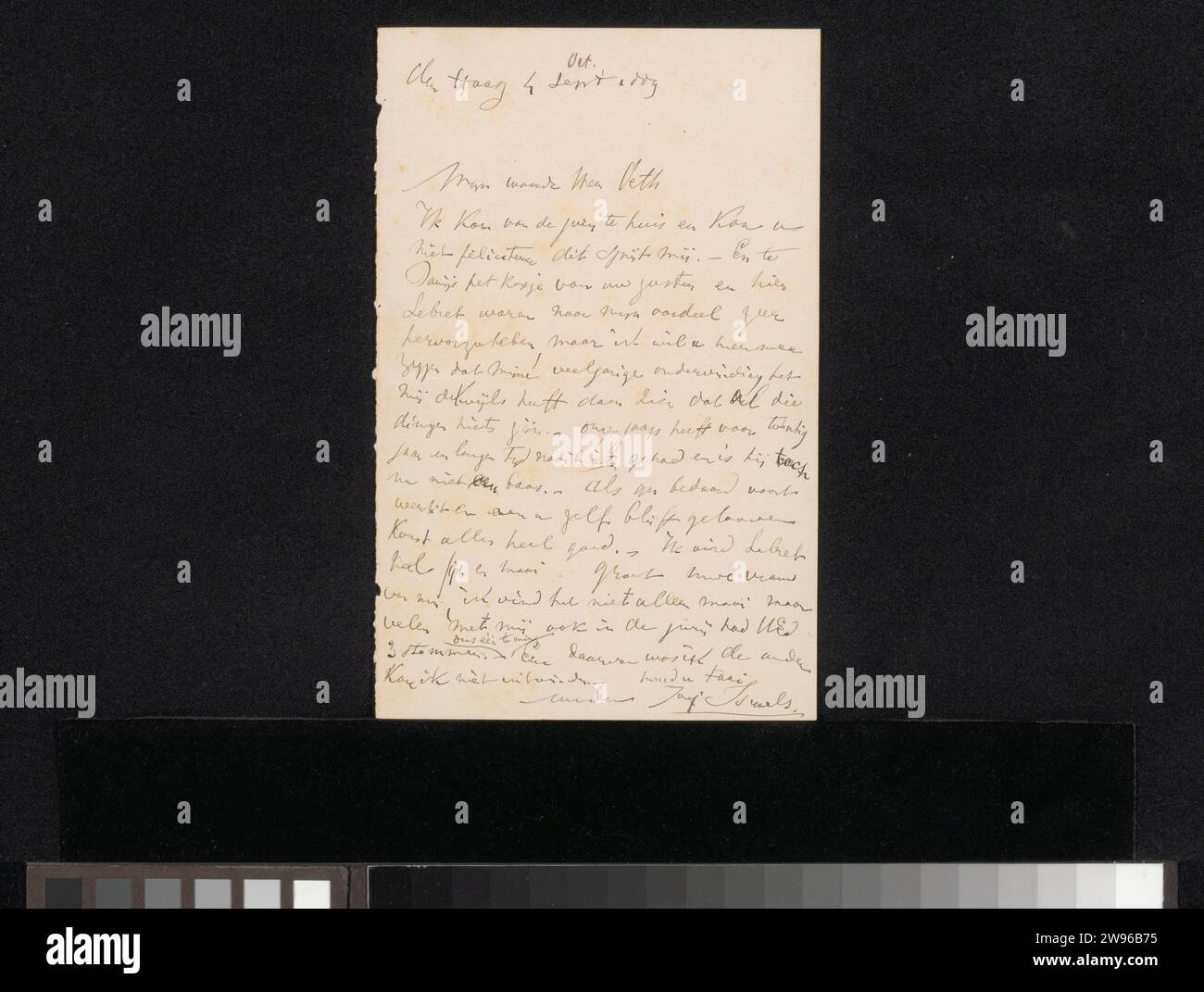 Letter to Jan Veth, Jozef Israëls, 1889 letter Dated Oct. In a later ...