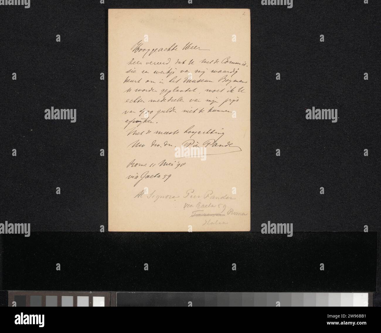 Letter to Pieter Haverkorn van Rijsewijk, Pier Pander, 1898 letter Rome ...