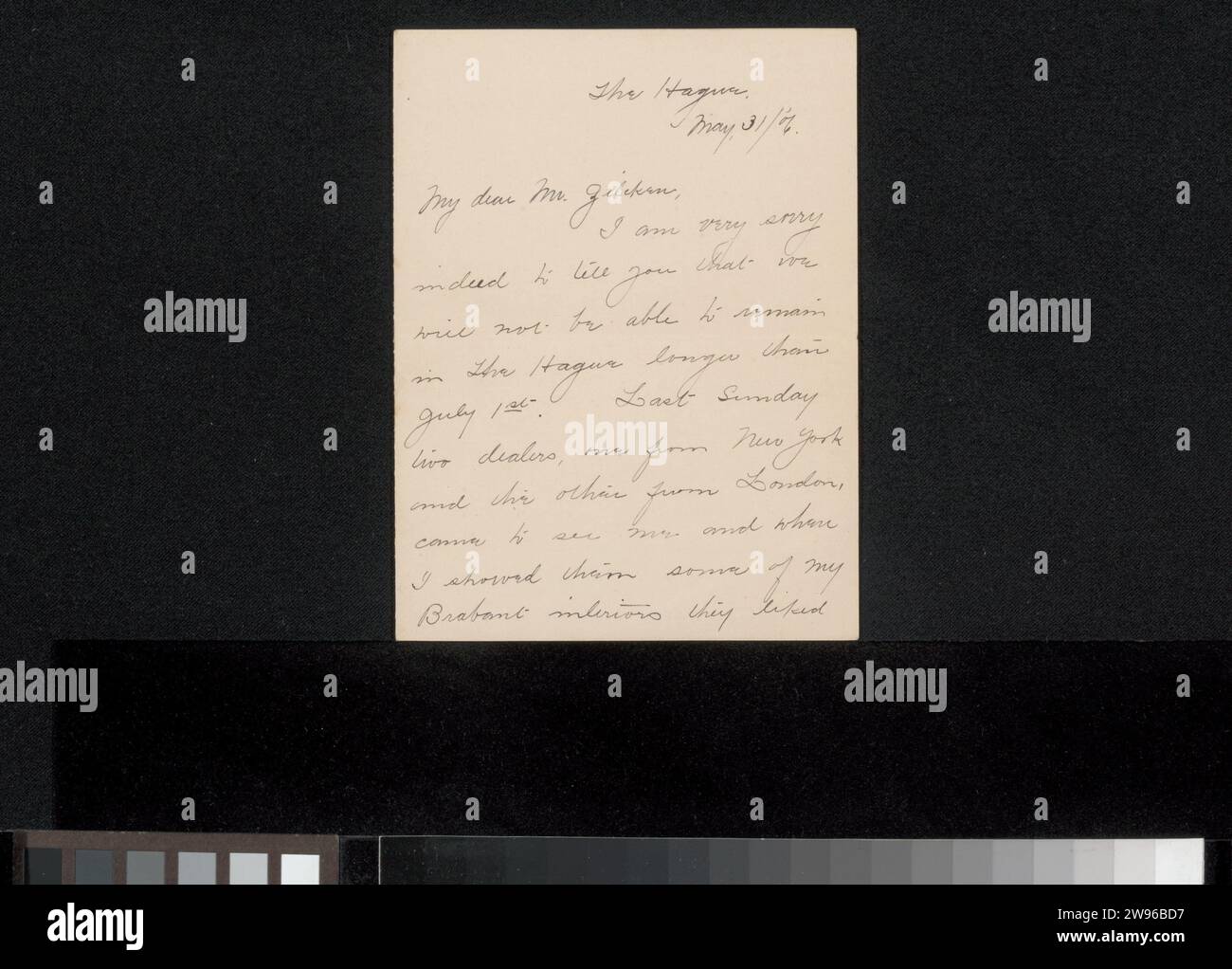 Letter to Philip Zilcken, 1906 letter The Hague paper. ink writing ...