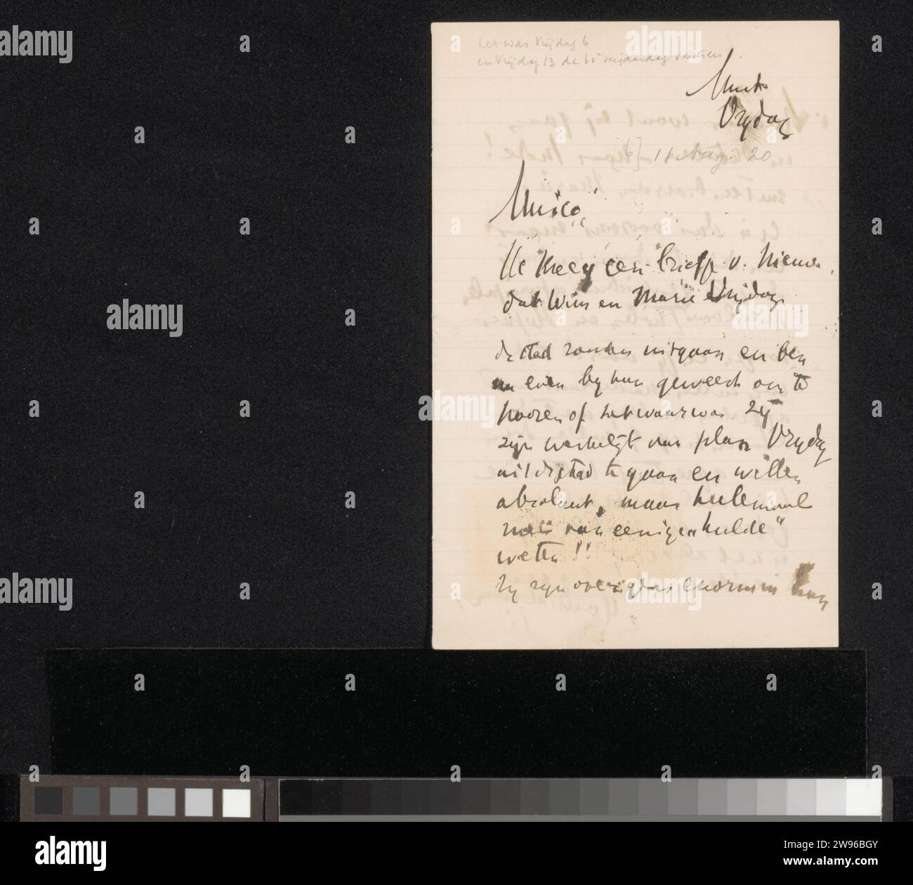 Letter to Jan Veth, Isaac Israels, 1920 letter Dated 11 Aug: 20 in a ...