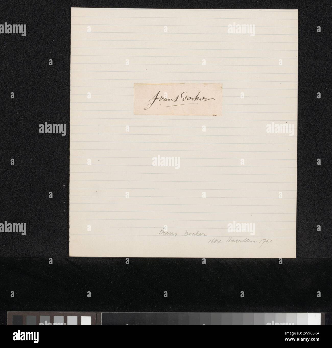 Signature of Frans Decker, Frans Decker, 1694 - 1751 manuscript paper ...