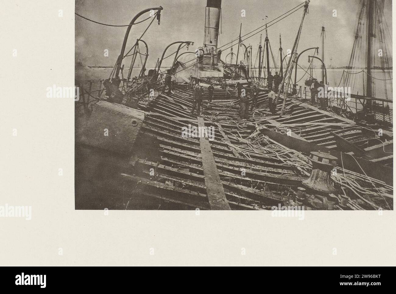 Steamship Willem III, after the fire of 1871, Wegner & Mottu, 1871 ...