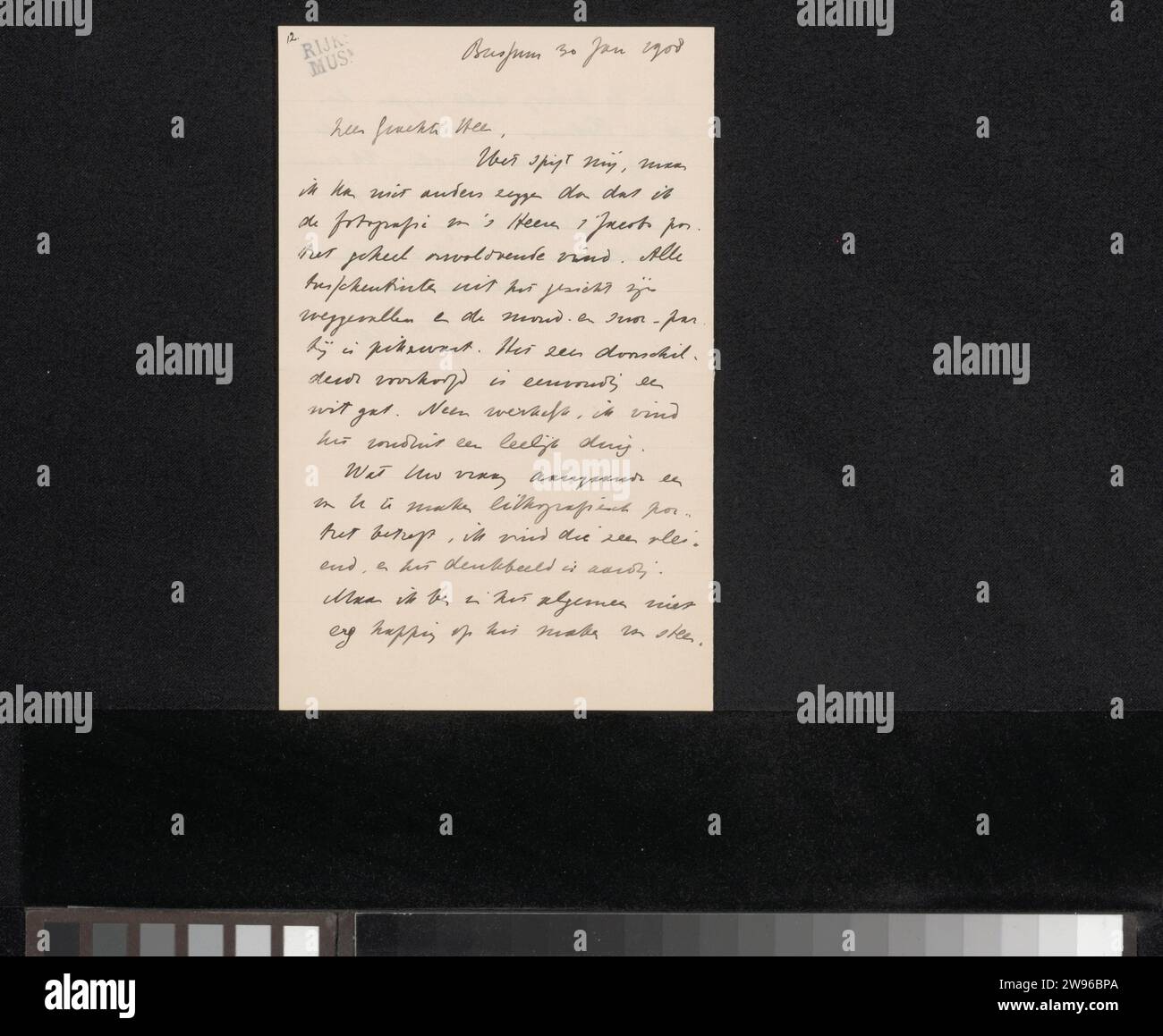Letter to Pieter Haverkorn van Rijsewijk, Jan Veth, 1908 letter Bussum ...