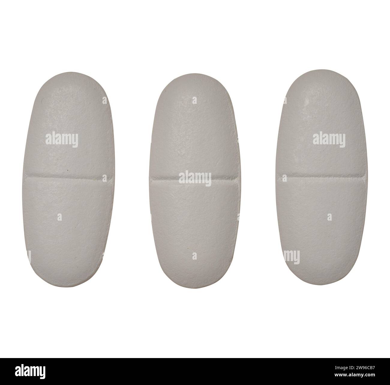 White oval tablet on isolated background, close up. Top view Stock ...