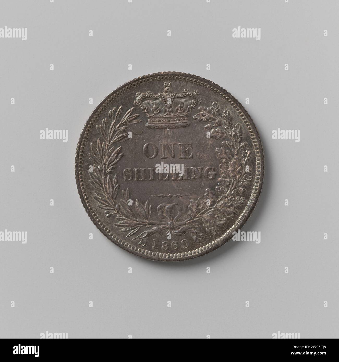 Shilling from England of Victoria, 1860 ,, 1860 coin Silver coin. Front ...