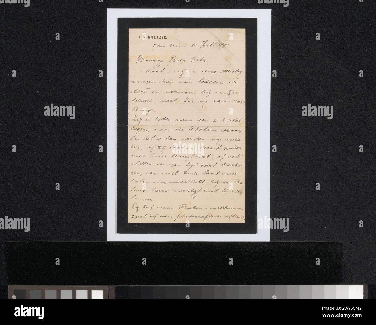 Letter to Jan Veth, Jacob Pieter Moltzer, 1893 letter paper. ink ...