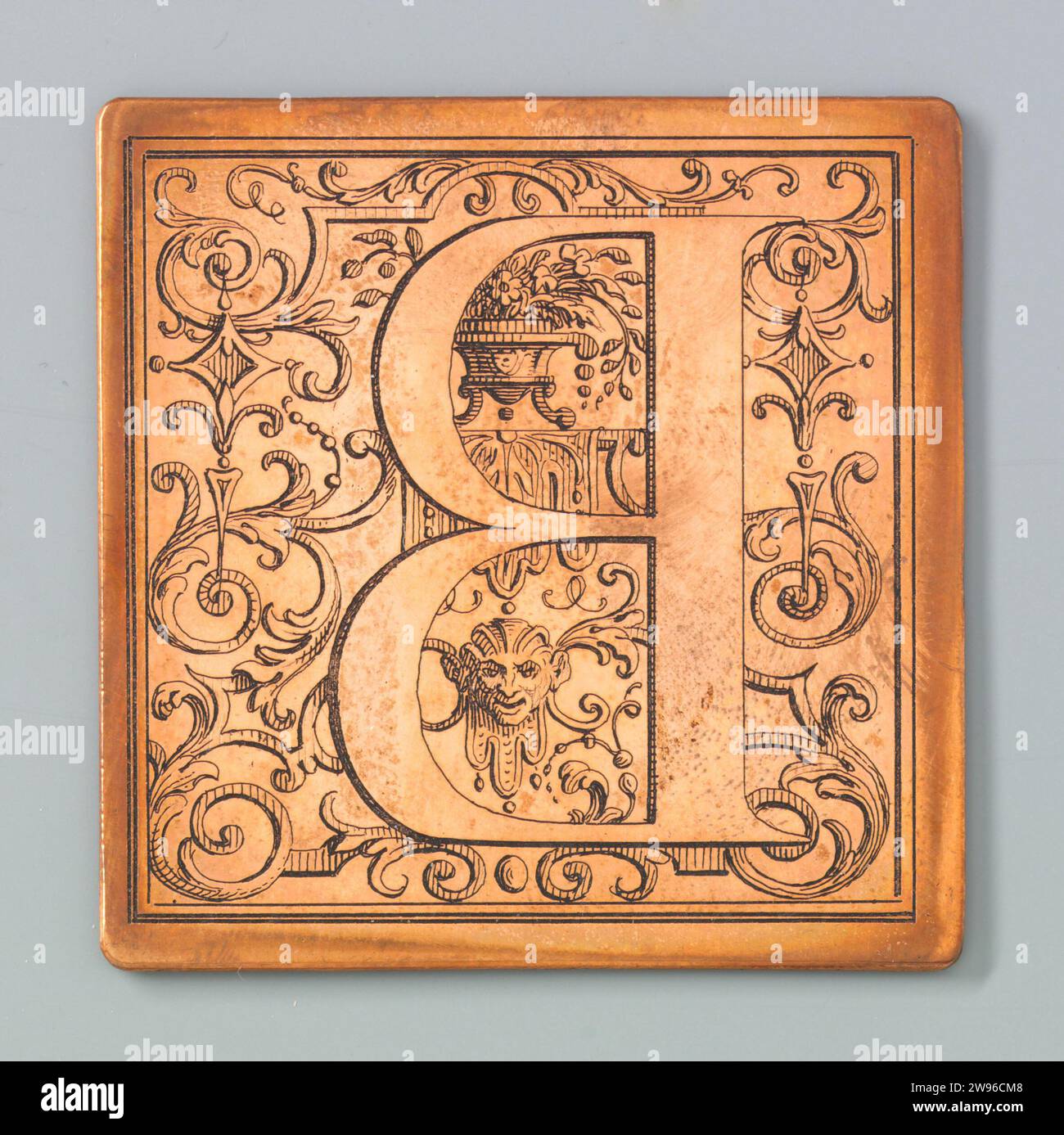 Decorated letter B, 1800 - 1999 copper (metal) etching Stock Photo - Alamy
