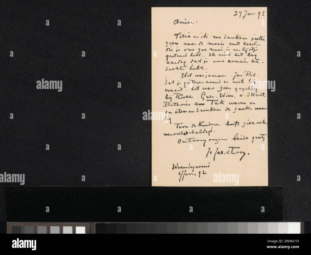 Letter to Jan Veth, Jac van Looij, 1892 letter paper. ink writing ...