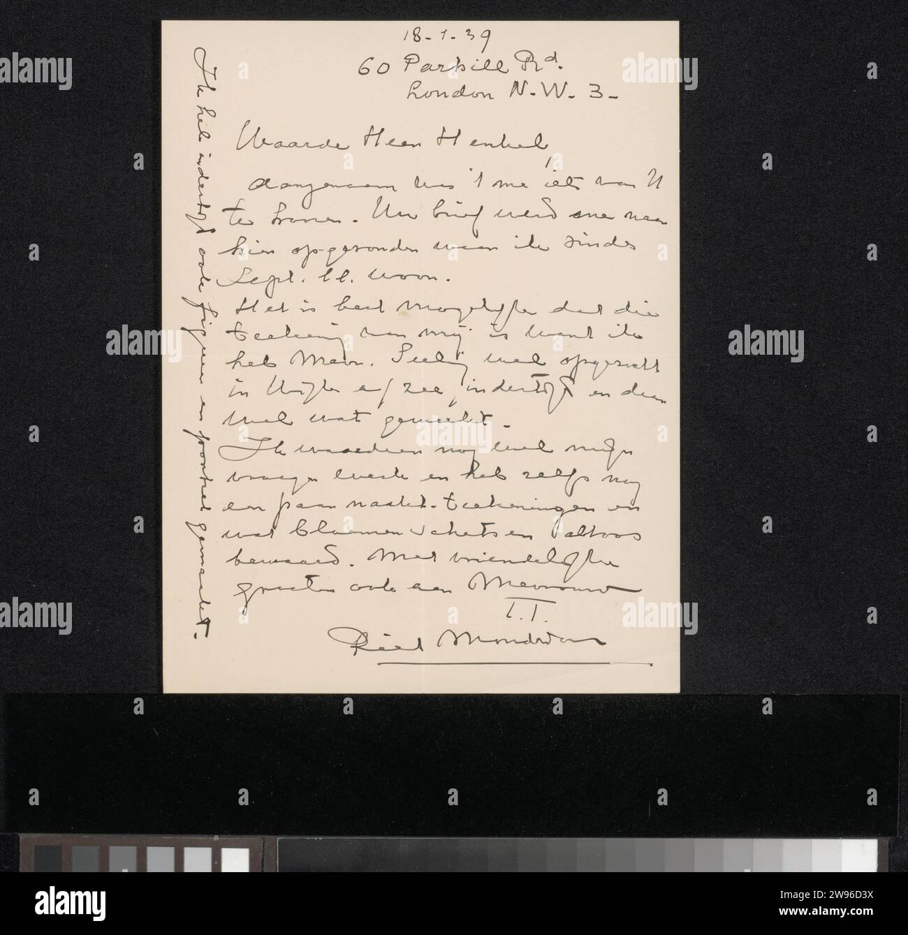 Letter to Max Dittmar Henkel, Piet Mondriaan, 1939 letter London paper ...