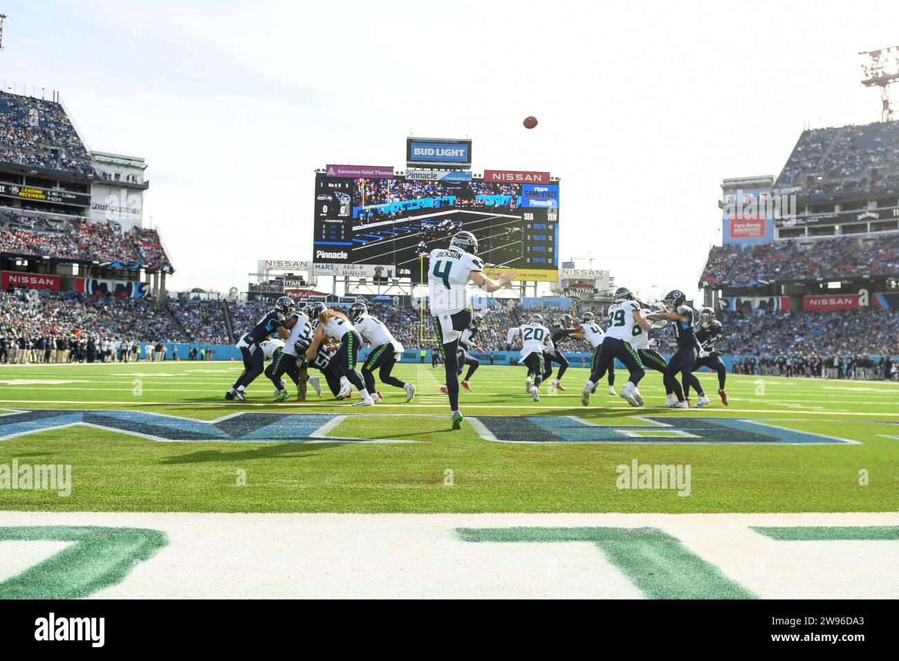 December 24, 2023: Seattle Seahawks punter Michael Dickson (4) punts ...