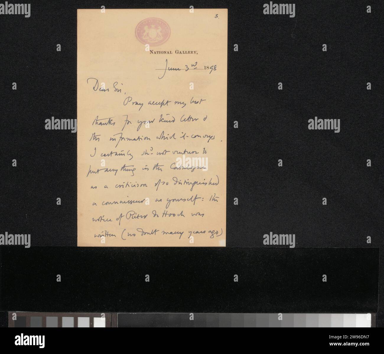 Letter to Pieter Haverkorn van Rijsewijk, National Gallery, 1898 letter ...