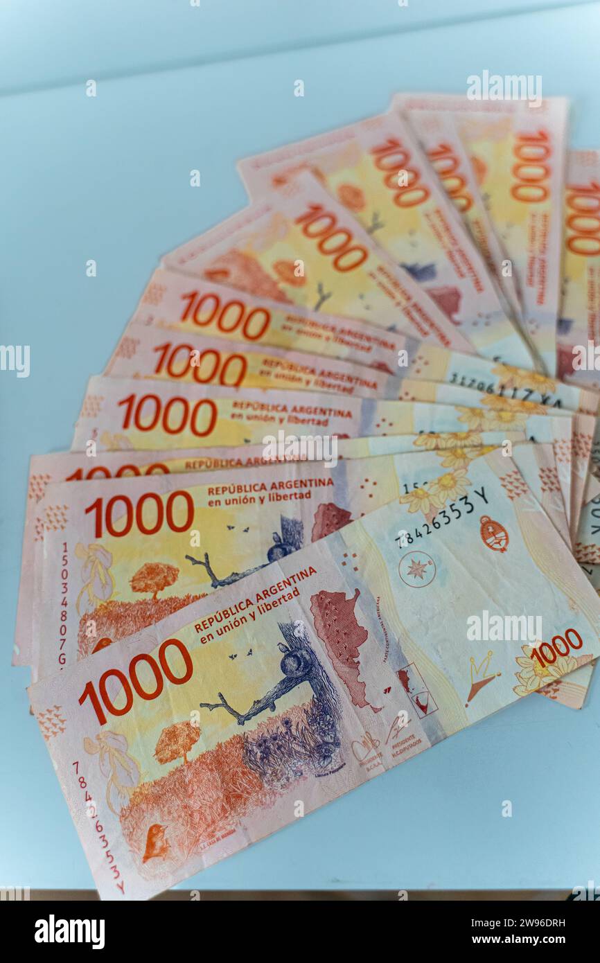 Close up view of the Argentina Peso bills, Argentina Currency ...