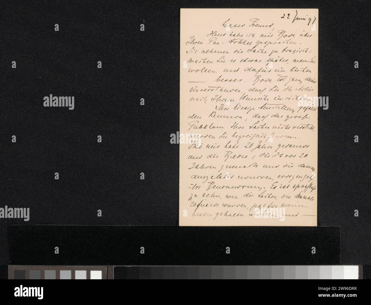 Letter to Jan Veth, Max Liebermann, 1897 letter paper. ink writing ...