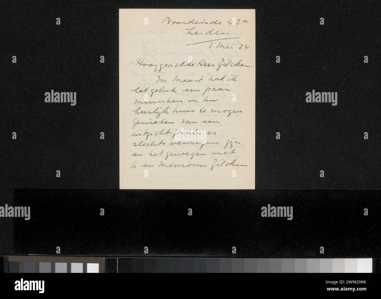Letter to Philip Zilcken, Tom W. van Oss, 1924 letter Leiden paper. ink ...
