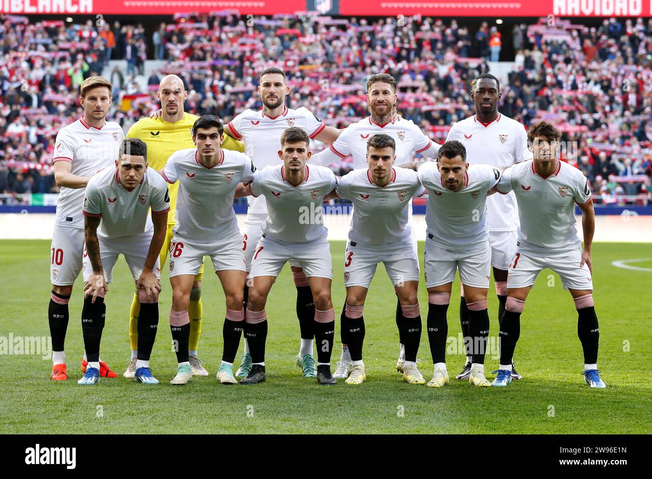 Madrid, Spain. 23rd Dec, 2023. Sevilla team group line-up (Sevilla ...