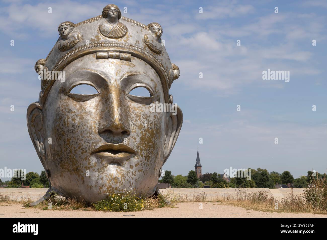 Roman mask "Het gezicht van Nijmegen" near the river Waal in Nijmegen ...