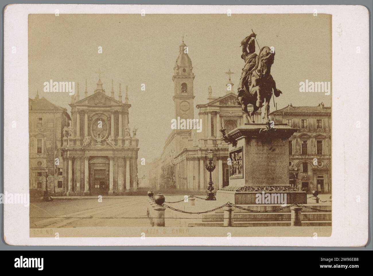 View of the Piazza San Carlo in Turin with the Equestrian Statue of Emanuel Philibert of Savoye ...