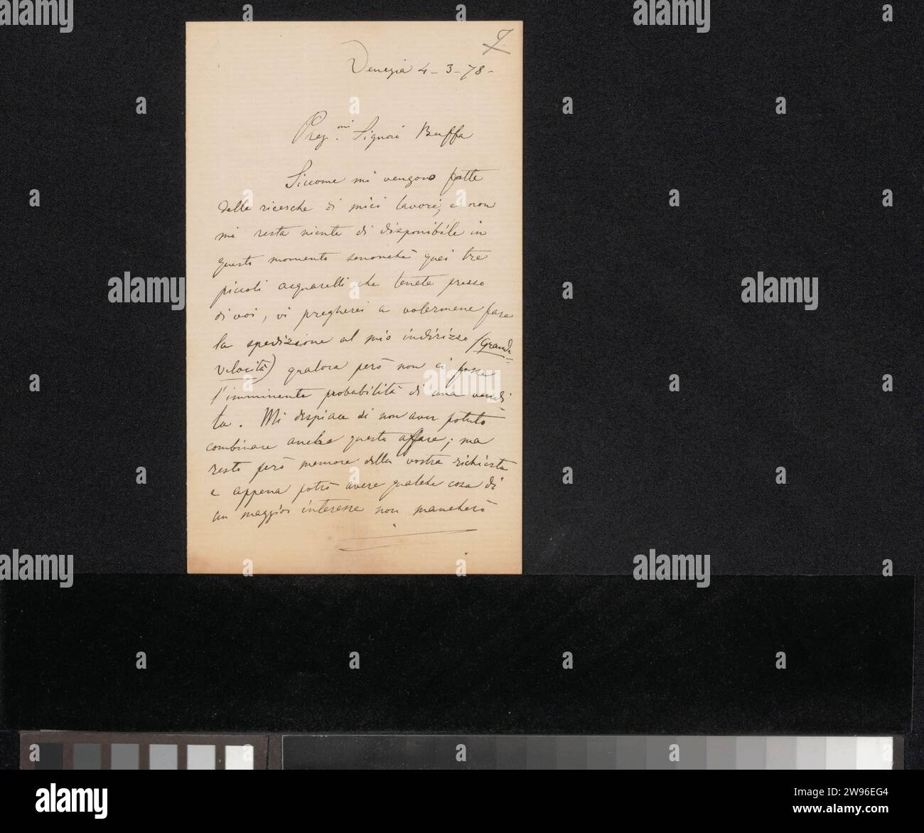 Letter to Frans Buffa and Sons, Silvio Giulio Rotta, 1878 letter Venice ...