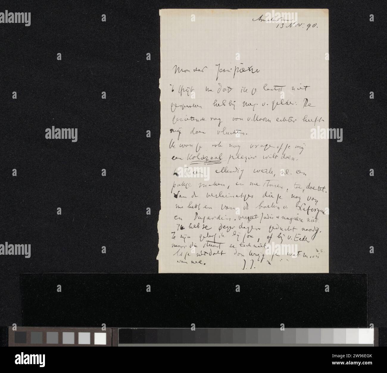 Letter to Jan Veth, Isaac Israels, 1875 - 1925 letter Dated 13 Nov. 90 ...