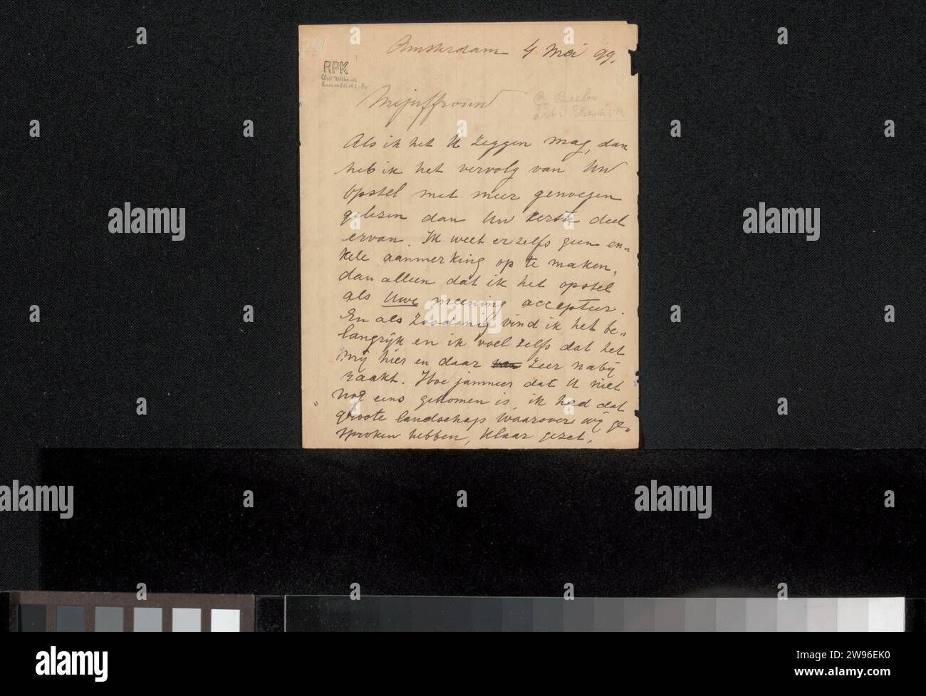 Letter to Caroline Beeloo, 1899 letter Amsterdam paper. ink writing ...