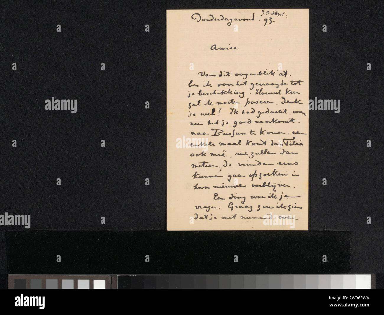 Letter to Jan Veth, Jac van Looij, 1893 letter paper. ink writing ...