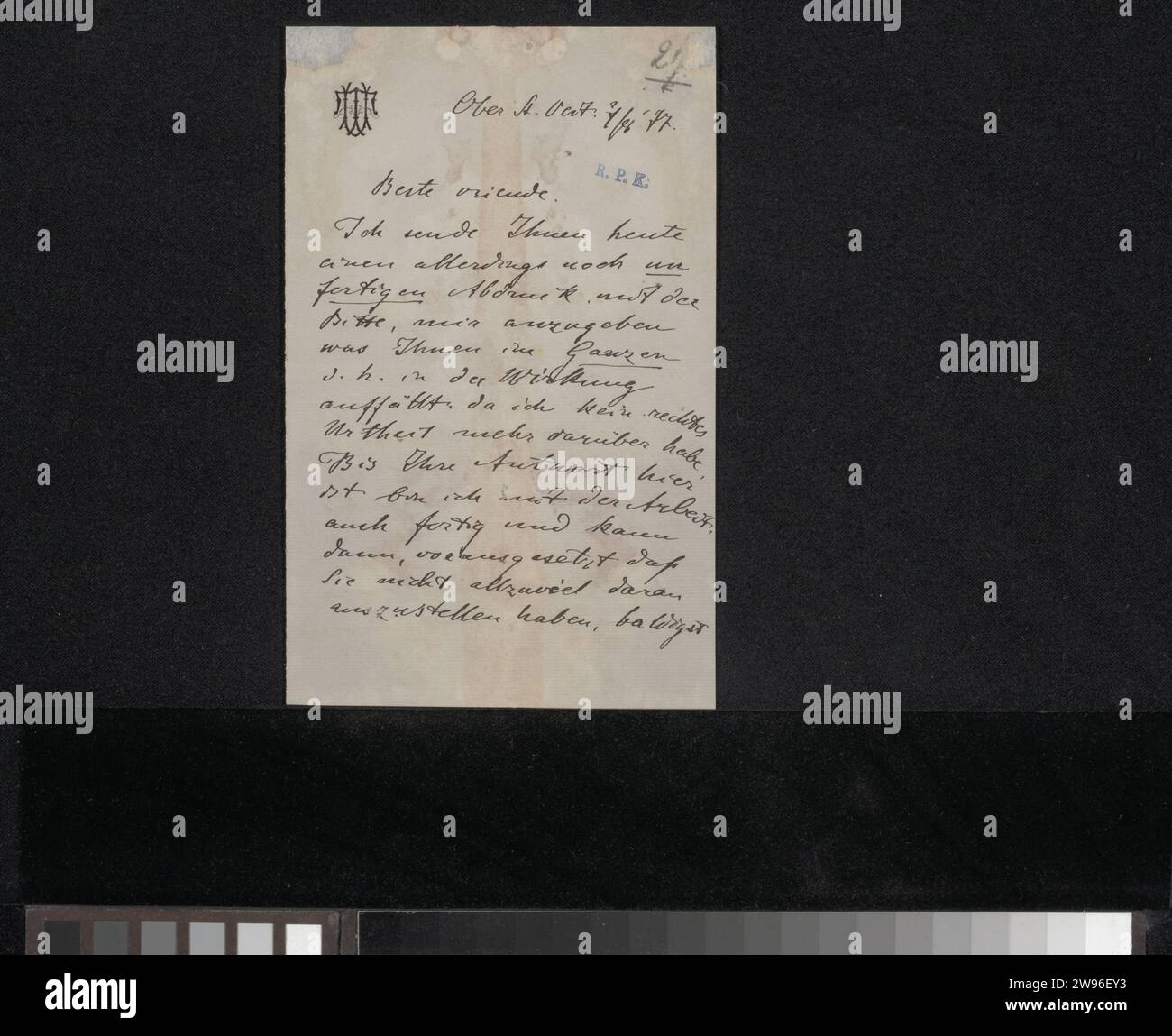 Letter to Frans Buffa and Zonen, William Unger, 1877 letter Vienna ...