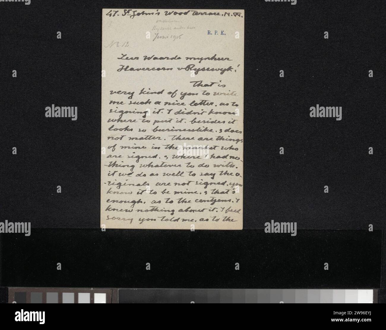 Letter to Pieter Haverkorn van Rijsewijk, Matthijs Maris, 1906 letter ...