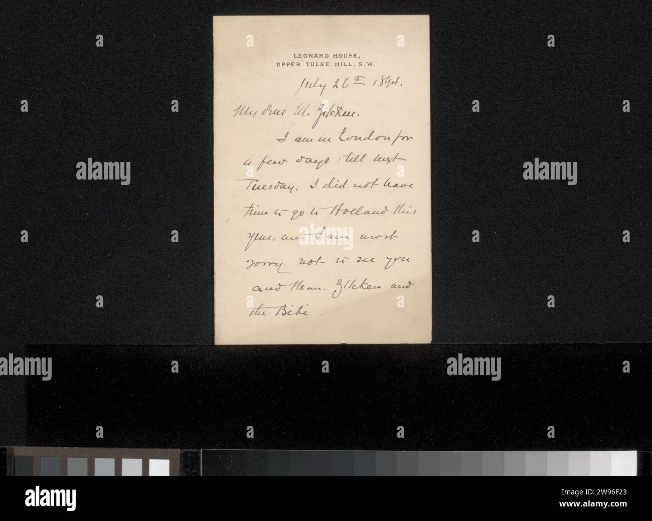 Letter to Philip Zilcken, Richard Austin Rice, 1894 letter London paper ...