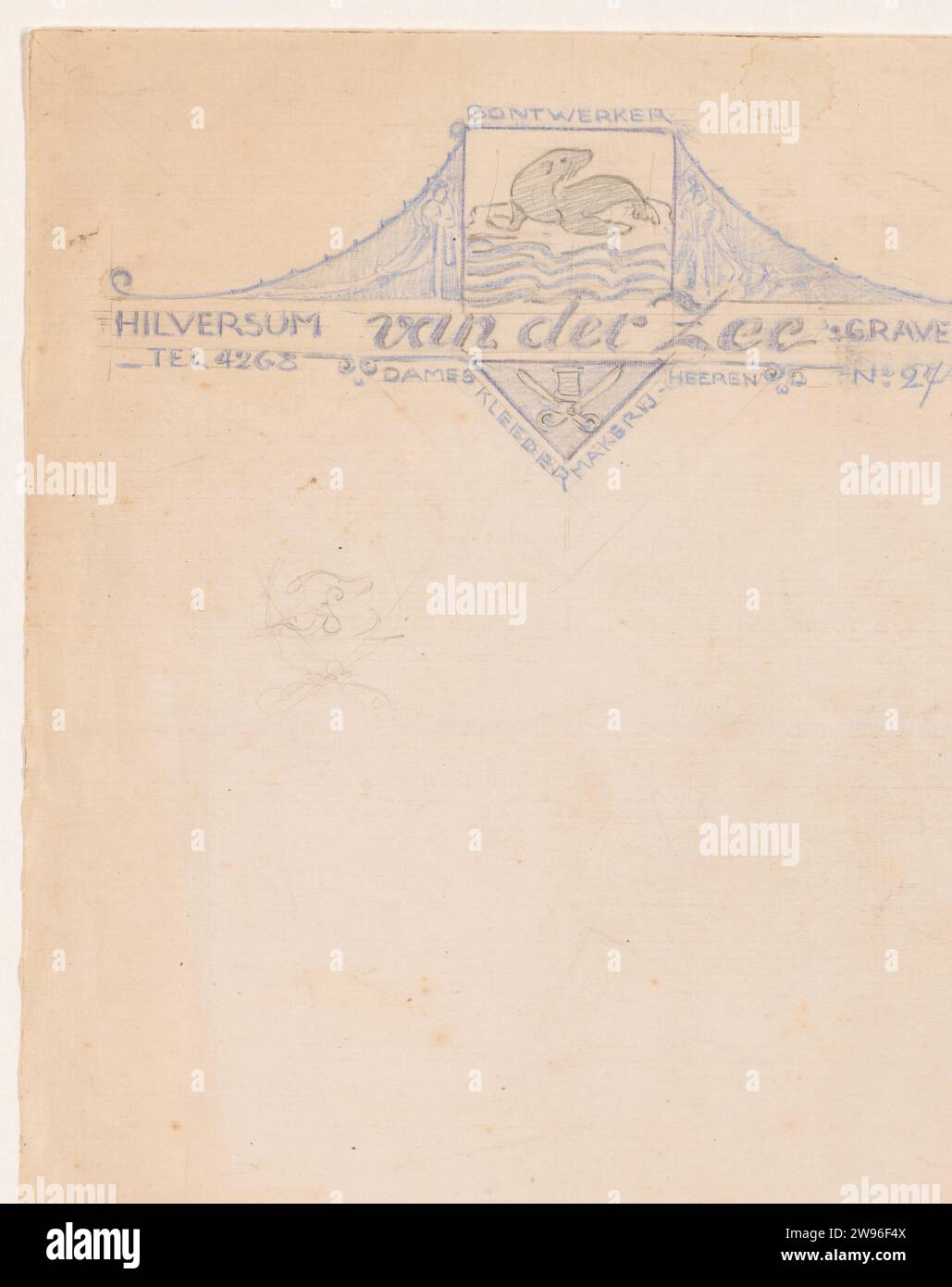 Design for a letterhead from tailor and furworker Van der Zee in ...