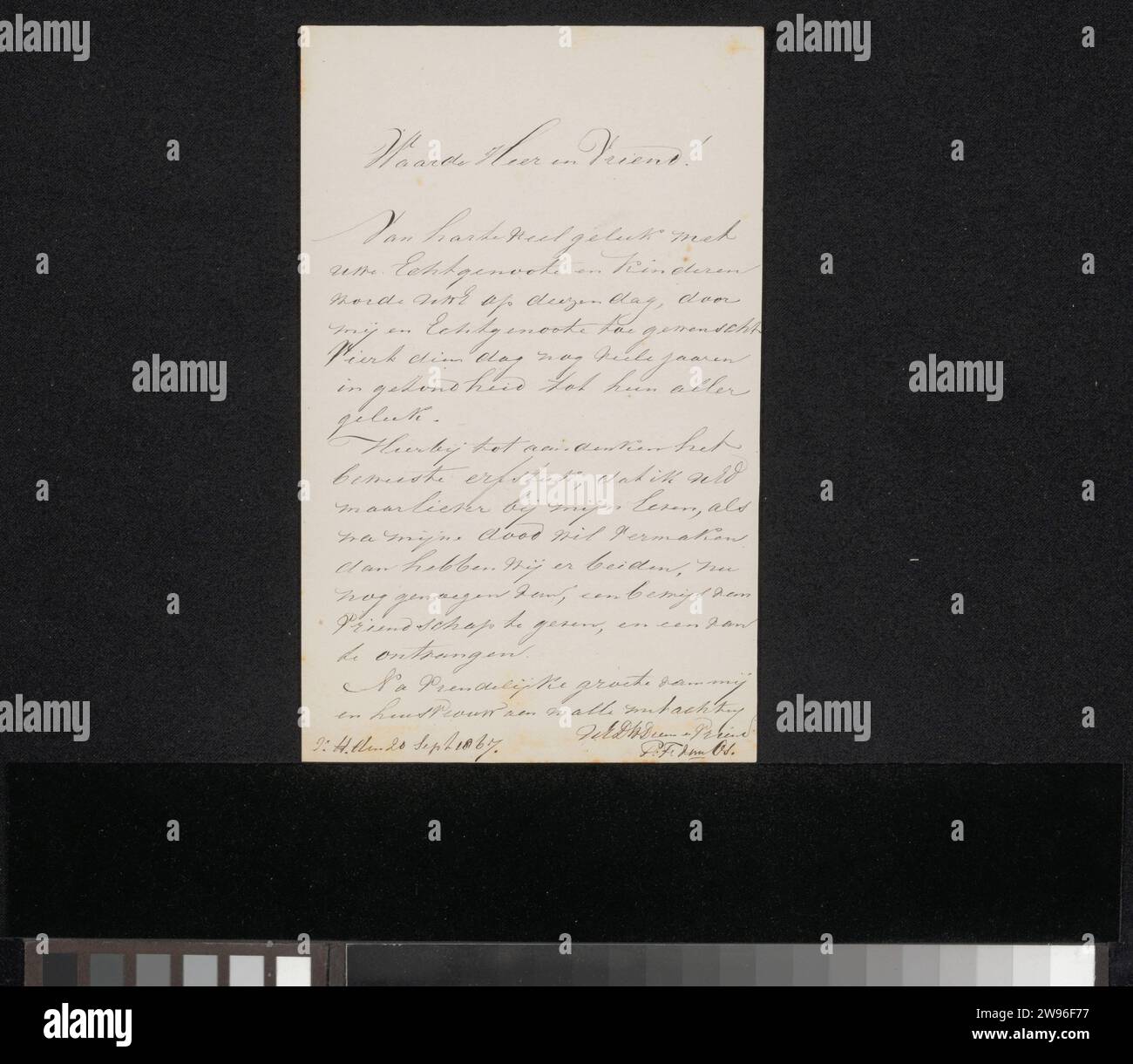 Letter to Anonymous, Pieter Frederik van Os, 1867 letter Haarlem paper ...
